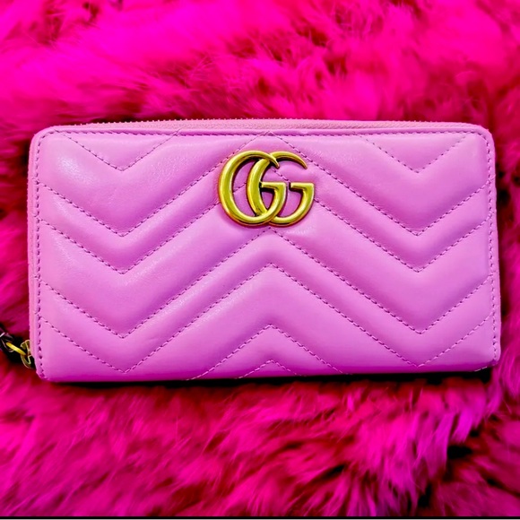 Gucci | Bags | Gucci Marmont Discontinued Authentic Wallet Candy Pink ...